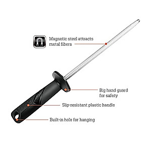 SHARPAL 117N Professional Kitchen Knife Sharpening Honing Steel Sharpener Rod Restore Blade Quickly(10 Inch)