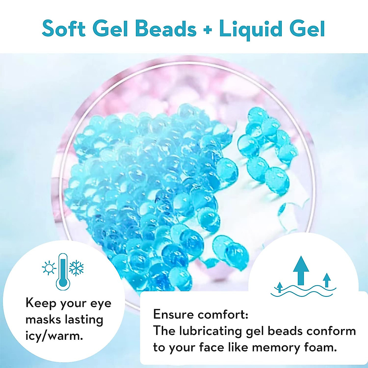 2PCS Gel Eye Mask, Cold Compress Gel Beads Eye Mask, Reusable Cooling Ice Mask for for Puffy Eyes, Dark Circles, Headaches, Migraine, Stress Relief