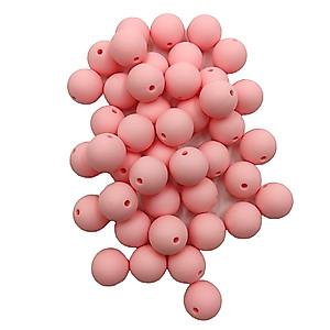 50pcs Rose Quartz Color Silicone Round Beads Sensory 15mm Silicone Pearl Bead Bulk Mom Necklace DIY Jewelry Making Decoration