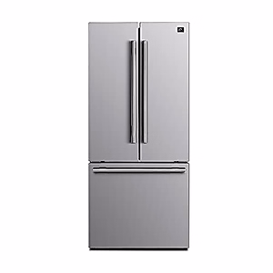 Forno 30" Inch w. French Door Refrigerator with Bottom Freezer and 17.5Cu. Ft. Total Capacity - Stainless Steel No Frost Fridge with Adjustable Glass Shelves and Child Safety Lock