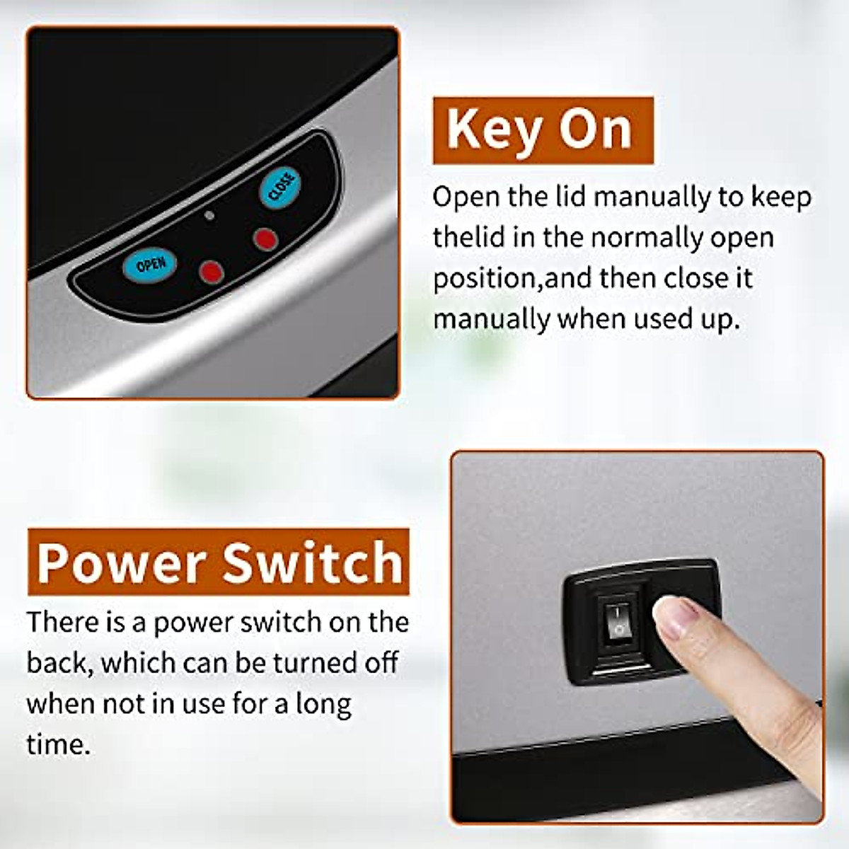 13-Gallon Kitchen Trash Can 50l Stainless Steel Garbage Can Automatic Touch Free Garbage Bin Motion Sensor Trash Can with Lid Metal Waste Bin for Office Tall Trash Bin Touchless, Silver