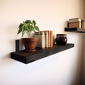 CONSDAN StoneCreek Floating Shelves, Solid Paulownia Wood, Burnt Wood Light Weight, Wall Shelves for Bedroom, Bathroom, Living Room, Kitchen, 24x7.5x1.5 in