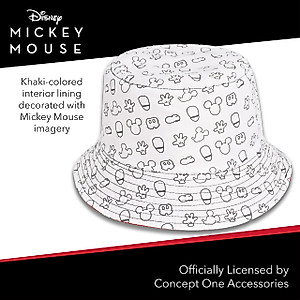 Disney Mickey Mouse Reversible Patterned Bucket Hat, Packable Travel Hat, Red, One Size