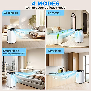 KAMLAM 12000 BTU Portable Air Conditioners for Room up to 500 sq.ft, 3-IN-1 Quiet Cooling Portable AC Unit with Fan & Dehumidifier Function, 24H Timer Sleep Mode, Remote Control & Windows Kit Included