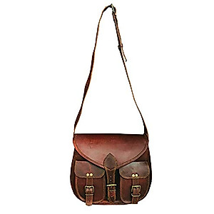 cuero 14 Inch Leather Crossbody Satchel Ladies Purse Women, Brown, Size Medium