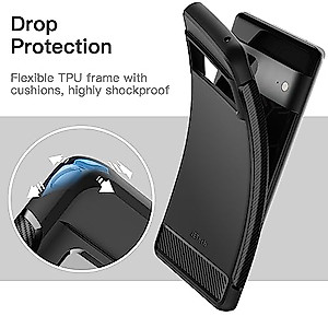 JETech Slim Fit Case for Google Pixel 7, Thin Phone Cover Matte Finish with Shock-Absorption and Carbon Fiber Design (Black)