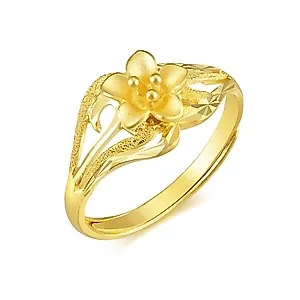 CHOW SANG SANG 999.9 24K Gold Price-by-Weight 3.36g Gold Floral Ring for Women and Wedding Occasion 48949R | Size: Adjustable