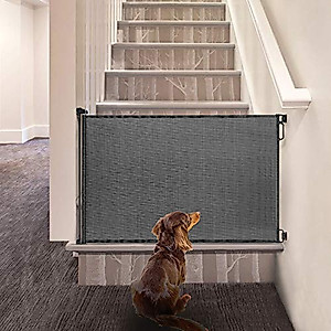 EasyBaby Retractable Baby Gate, 33" Tall, Extends up to 55'' Wide, Black/Child Safety Baby Gates, Pet Retractable Gates for Stairs, Doorways, Hallways, Indoor and Outdoor