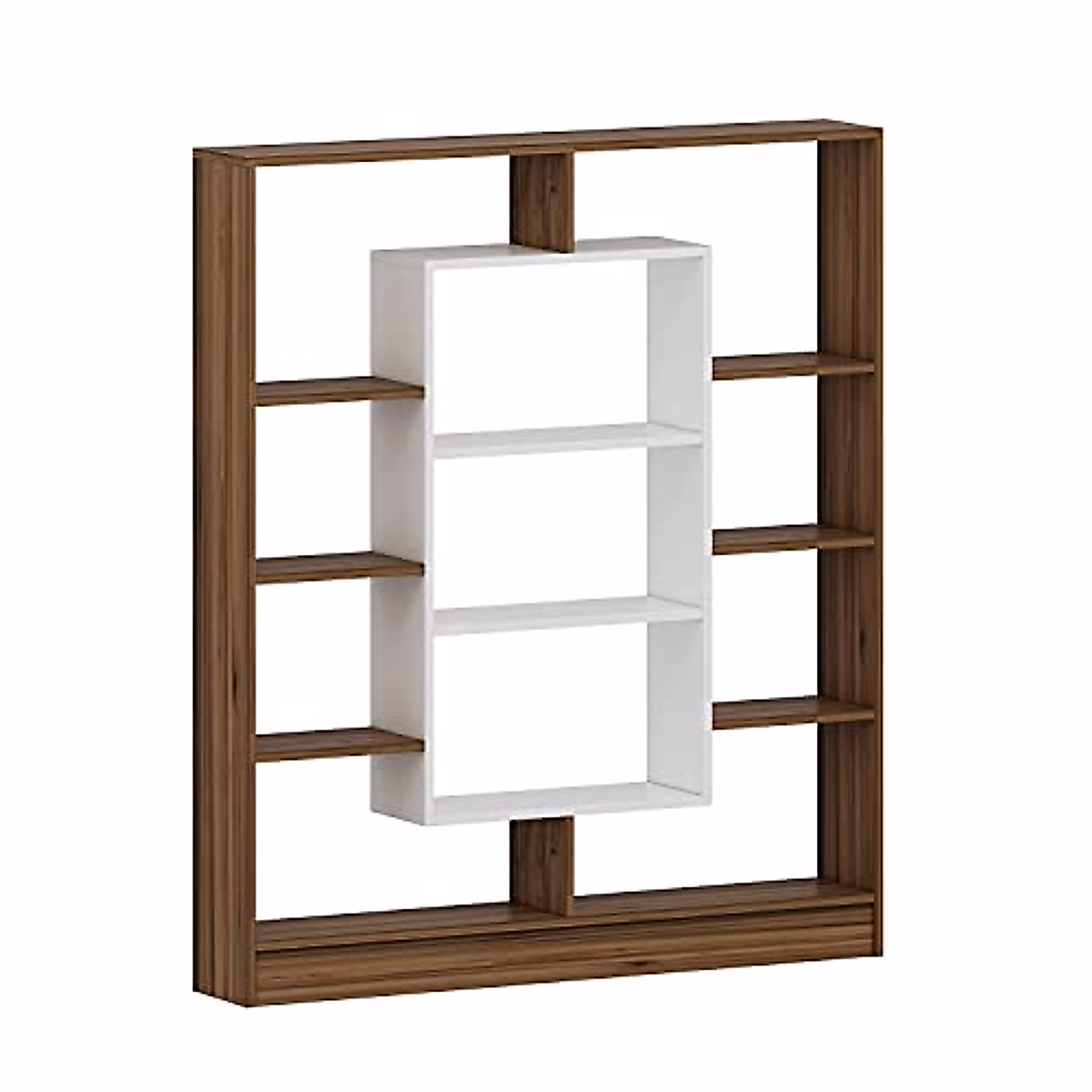 HOMIDEA Venus Bookcase - Room Divider - Free Standing Shelving Unit for Living Room or Office in a Modern Design (Walnut/White)