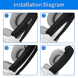 JHK Replacement Headphone Headband Covers for Sony WH-1000xm5 Headsets, Hook and Loop Headband Cover/Headband Protector Headband Cushion Easy Installation No Tool Needed(Black)