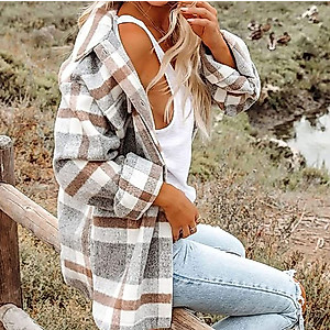 Flannel Shirts for Women Shacket Jacket Plaid Button Down Shirts Womens Fall Fashion 2023 Womens Flannel Shirts Long Sleeve