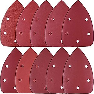 AUSTOR 100 Pieces Mouse Detail Sander Sandpaper Palm Sanding Sheets Hook and Loop Assorted 80/180/ 240/320/ 400/800/ 1000/1500/ 2000/3000 Grits