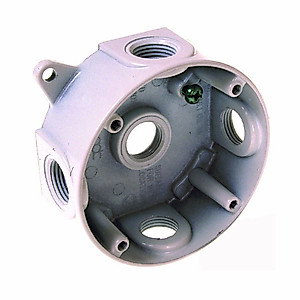 BELL 5361-1 Raco Single Ended Splice Box, 16.1 Cu-in, 4 in Dia X 1-1/2 in D, White
