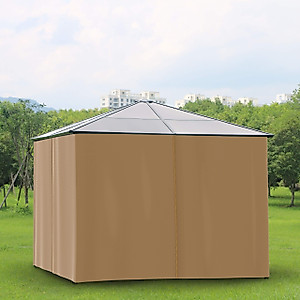 COZYVIDA Gazebo Privacy Curtains Sidewalls 4-Panels Universal Replacement for Patio, Outdoor Canopy, Garden and Backyard Khaki (Only 4 Pieces Curtain) (10' x 13')