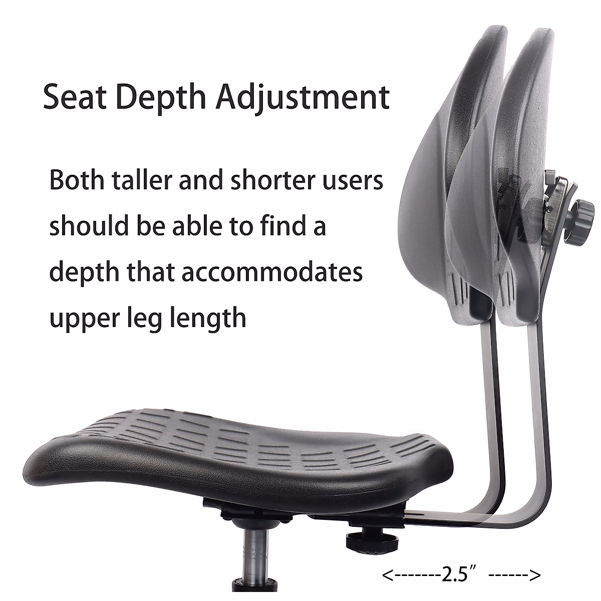 Aaron's Deluxe Polyurethane Drafting Lab Stool Chair, 18'' Adjustable Footring, 10'' Adjustable Height, 450 lb seat Capacity, Heavy Duty, Made and Built to Order here in The United States, Black