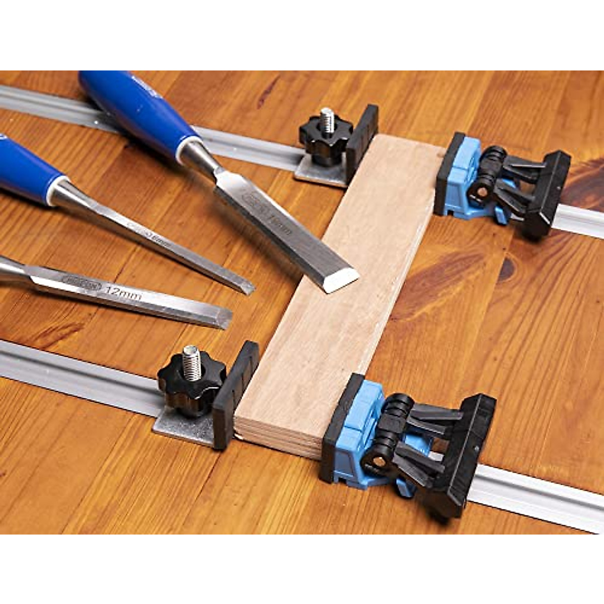 Kit to Build Woodworking Jigs Fixtures |30⁰ Dovetail Aluminum Tracks and Inline Clamps |Cutting Routing Drilling Sanding Gluing Assembling |Include T Track Accessories: T bolts, Star Knobs (ECO KIT)