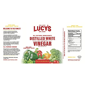 Lucy's Family Owned - Natural Distilled White Vinegar, 32 oz. bottle (Pack of 2) - 5% Acidity