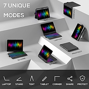 typecase Touch Ultra Case with Keyboard for iPad 9th Generation (10.2", 2021)- Trackpad, RGB Backlight, 360° Rotatable, Thin & Light for 8th Gen (2020), 7th Gen (2019), Air 3, Pro 10.5 (Black)