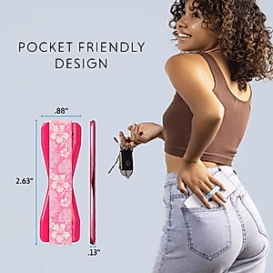 Phone Grip for Most Smartphones and Mini Tablets, Pink Aloha Design Colored Elastic Strap with Pink Base, LH-01-Aloha