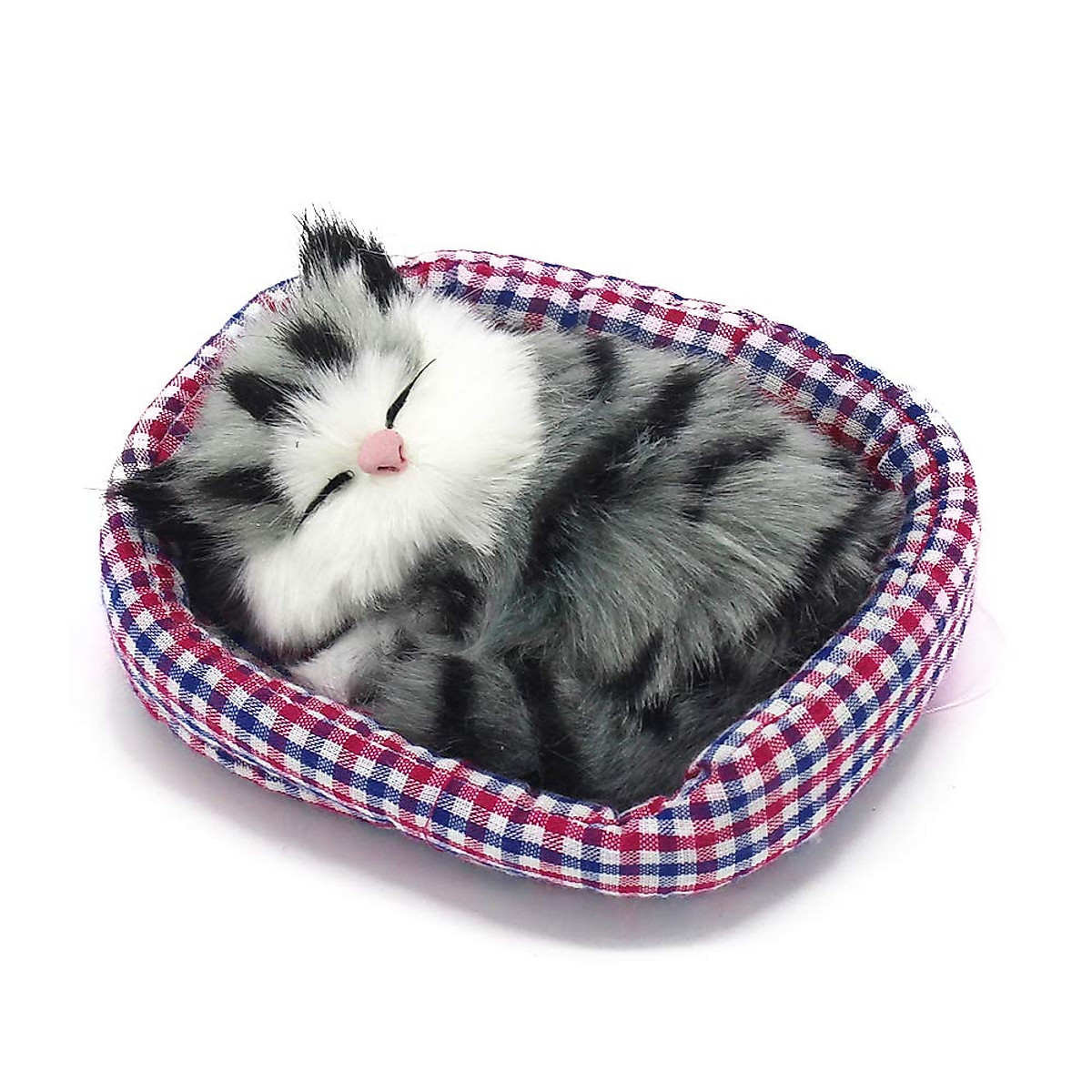 Coolayoung 2Pcs Sleeping Cat in Pet Pad Doll Toy, Mini Kitten in Pet Pad with Meows Sounds Decor for Office Desk Hand Toy Gift for Kids Boys Girls