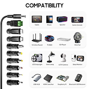 KFD 5V AC Adapter for Nextbook Ares 11 11A Flexx 10 9,Fusion 5 T90B T60 T50,Sony SRS-XB33 SRS-XB43 SRS-XG300 SRS-XE300 SRS-XB30 XB41 LG Bose JBL Speaker Pioneer DDJ-SX3 Mixer Noco GB40 GB50 Power Cord