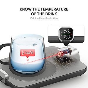 ikago Smart Mug Warmer - Accurate Thermometry Coffee Mug Warmer with Cup Sensing, Smart Thermostat 1℉Control Coffee Warmer, Digital Display Coffee Cup Warmer for Desk Auto-Off, Perfect for Gifts