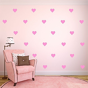 Set of 96 Pieces 2" Heart Wall Decor Sticker DIY Children's Wall Decor Decals Removable Vinyl Kids Room Baby Boys Grils Bedroom Wall Sticker (Soft Pink)