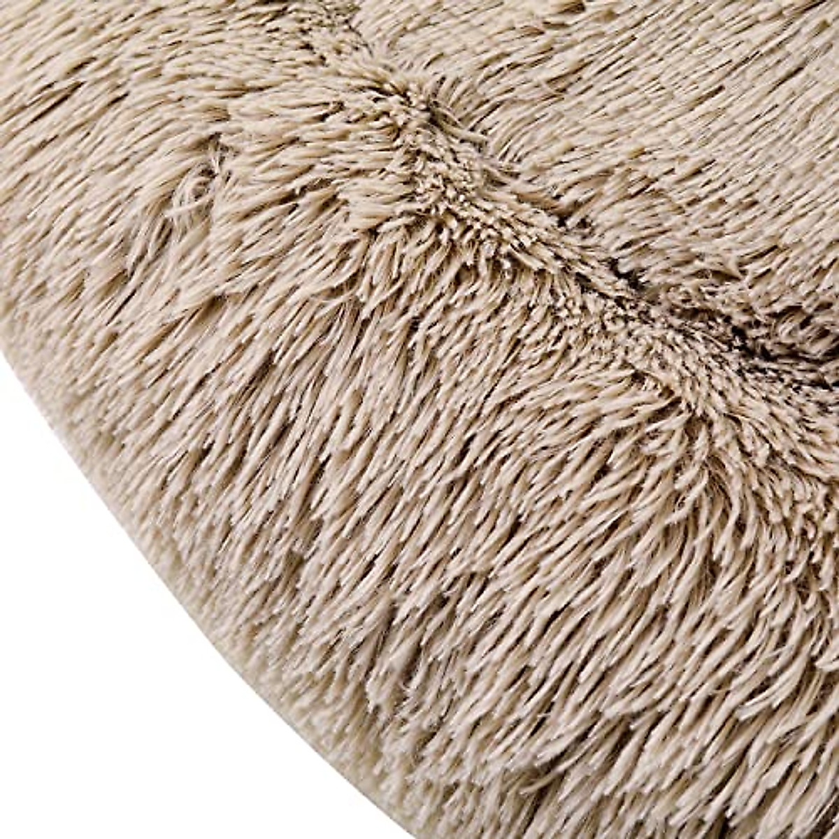 Bonteck Calming Dog Beds for Small Medium Large Dogs - Round Donut Machine Washable Dog Bed, Anti-Slip Faux Fur Fluffy Donut Cuddler Cat Bed, Multiple Sizes S-XL