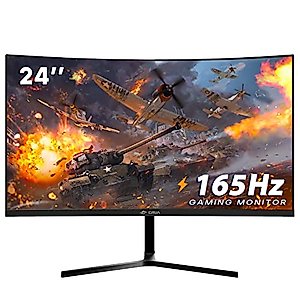 CRUA 24 inch 144hz/165hz Curved Gaming Monitor, FHD 1080P Frameless Computer Monitor, Support AMD freesync Low Motion Blur, Eye Care, VESA, DisplayPort, HDMI, Black