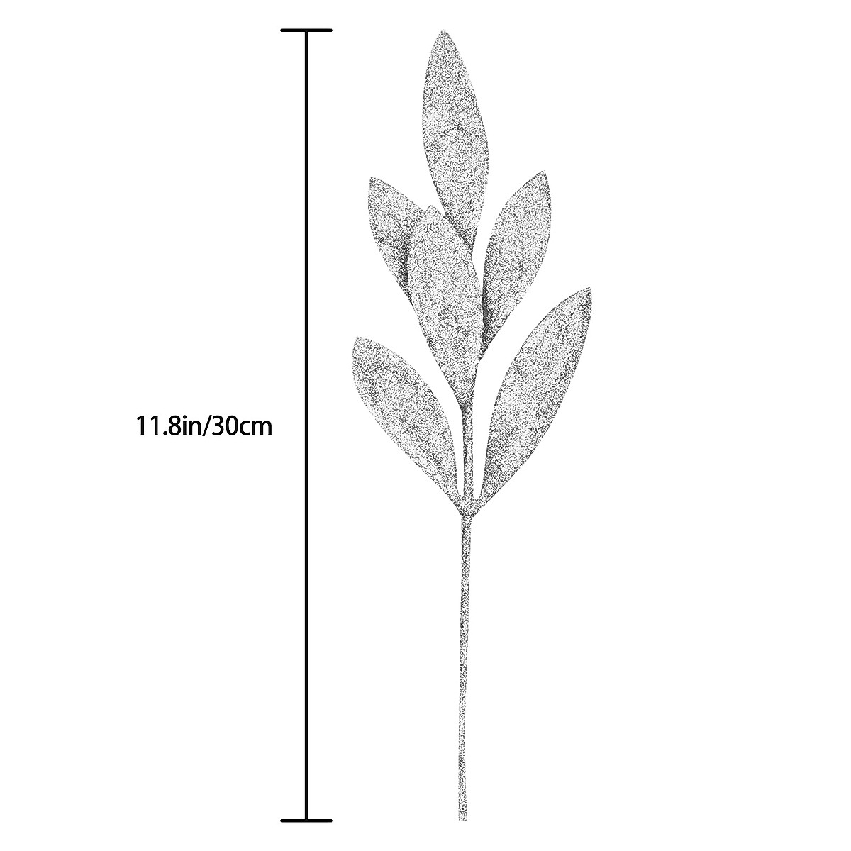 Dolicer 24PCS Artificial Silver Glitter Leaf Fake Plants Silver Leaves Christmas Glitter Leaf Spray Christmas Floral Vase Arrangement Bouquets for Christmas Tree Wedding Home Garden Party Gift Decor
