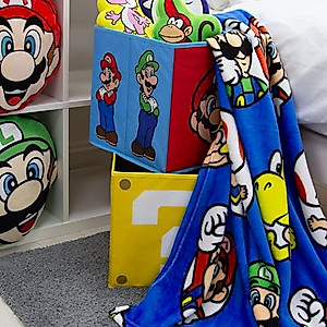 Nintendo Super Mario Officially Licensed Storage Boxes | 2 pack Foldable Storage Cubes Faces Design with Mario and Luigi | Perfect For Organising Children's Room, Kids Playroom, 30 x 30cm