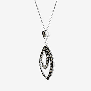 Designs by Helen Andrews Sterling Silver Marcasite Marquise Pendant, Including 18" Chain