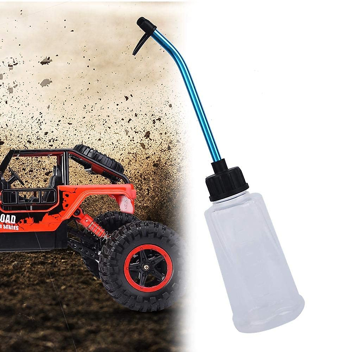 Fuel Filler Bottle, 250ML Universal RC Car Accessory Nitro Engine Fuel Filler Bottle with Aluminum Alloy Bottle Straw for RC Model Car White Fuel Bottle