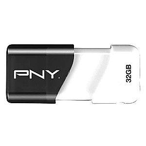 PNY Compact Attache 32GB USB 2.0 Flash Drive - Black/White - P-FD32GCOM-GE