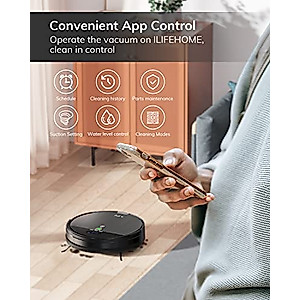 ILIFE Robot Vacuum and Mop Combo - 2000Pa Strong Suction Robotic Vacuum Cleaner with LCD Display - 750ML Dustbin Smart App Automatic Vacuum Cleaner Robot for Carpet Hardwood Floors Pet Hair (V8s Pro)