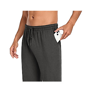 COOFANDY Men's Cotton Sweatpants Casual Loose Fit Drawstring Pants with Pockets Dark Heather Grey