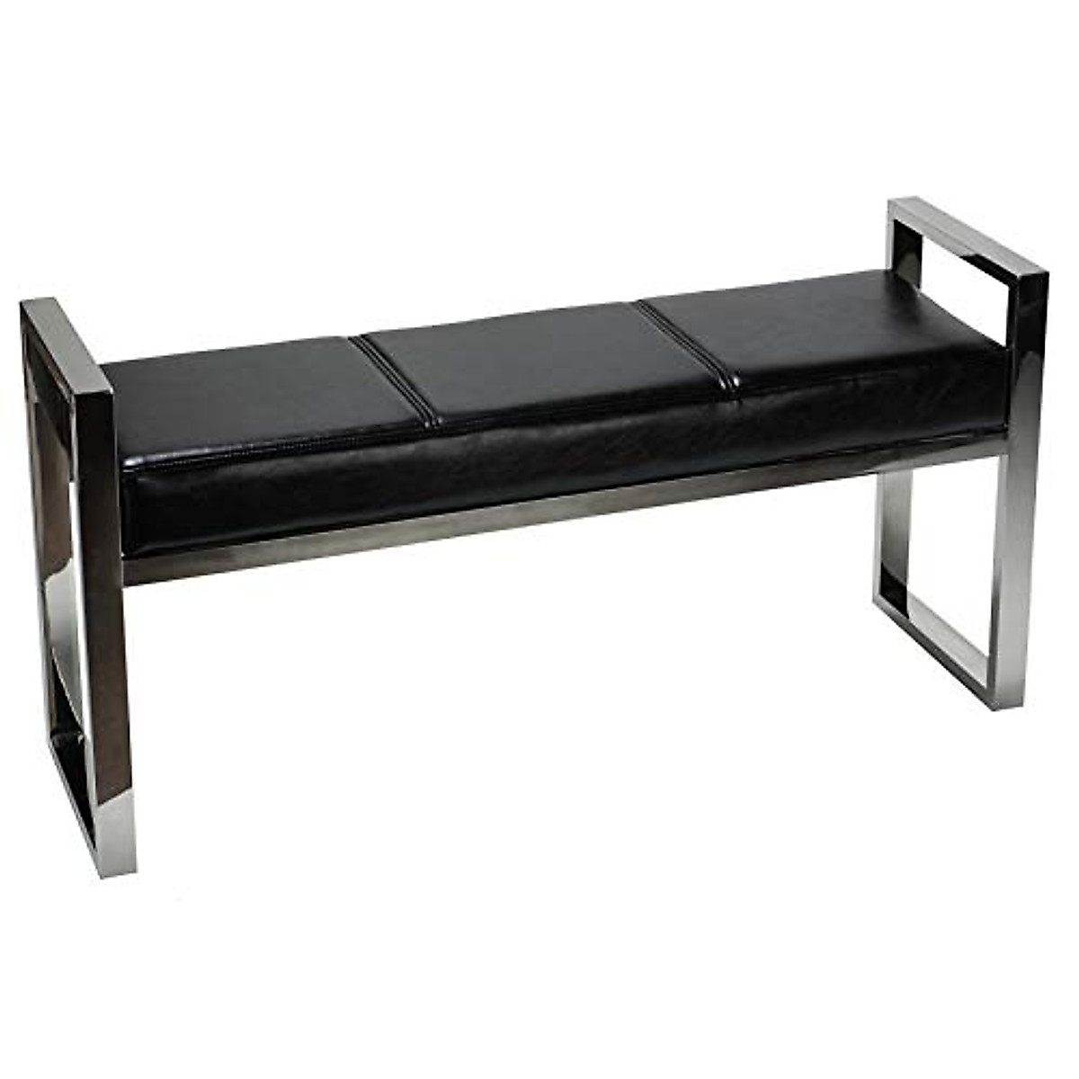 Cortesi Home Holden Contemporary Metal Entryway Bench, 40", Black