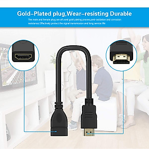 LANMU HDMI Extender, HDMI Extension Cable Male to Female 18Gbps High Speed 4K Extender Cord Adapter Compatible with Roku/Fire TV Stick,Chromecast, PS4/PS5,Nintendo Switch (1FT, 2Pack)