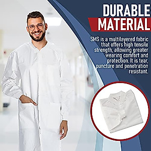 Medical Nation 10 Disposable Lab Coats - White Lab Coat for Women Men, Knee Length, Comfortable and Durable White Coat | Perfect For Use in Hospitals, Pharmacies, Labs, Clinics, at Home | Size Small