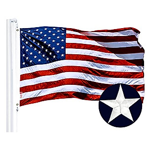 G128 Combo Pack: USA American Flag 3x5 Ft Embroidered Stars & Christian Flag 3x5 Ft Embroidered