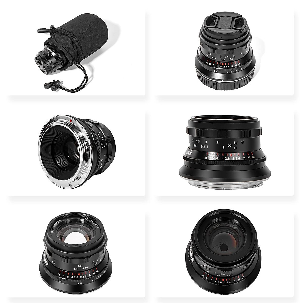 PERGEAR 35mm F1.4 Full-Frame Manual Focus Lens, Compatible with Sony E-Mount Cameras A7 A7II A7III A7R A7RII A7RIII A7RIV A7S A7SII A7SIII A9 A7C A6400 A6000 A6600 A6100 A6500 A6300 (Black)