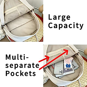 Lovely Accessories School Bag Kawaii Aesthetic Cute Back to School Backpack for Girls and Boys in 5 Colors (Black)