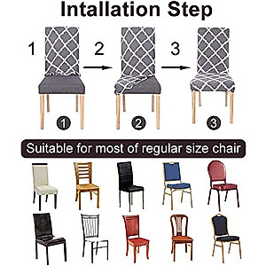 Elastic Print Dining Chair Cover Modern Kitchen Seat Case Stretch Chair Slipcover for Banquet Wedding Party HA1 4PCS