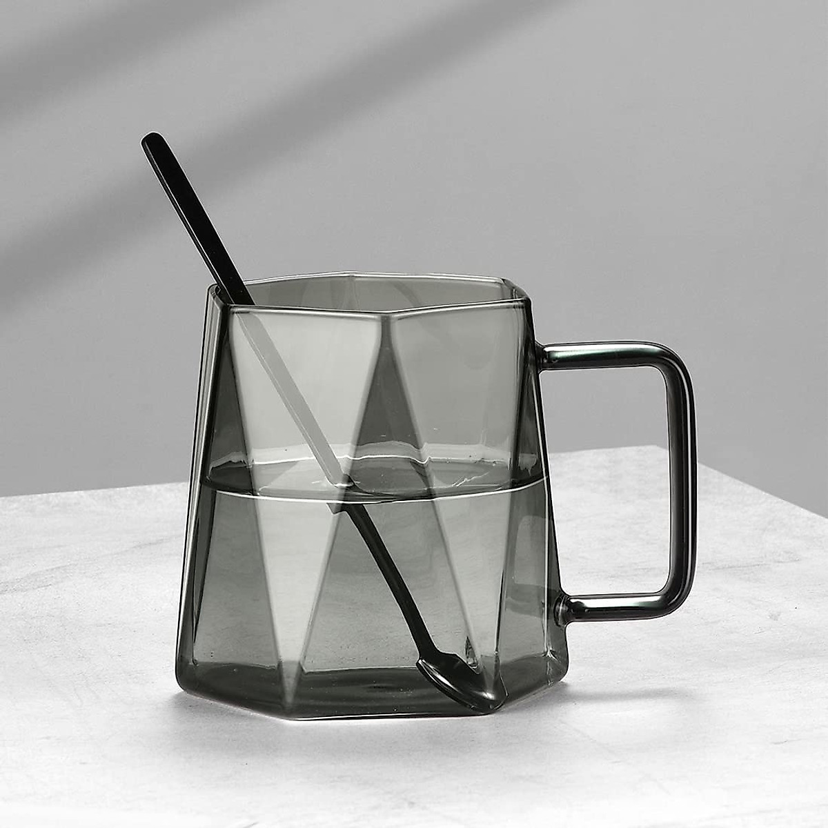 NORTHOME Coffee Mug Clear Glass Coffee Cup 16 Oz with Handle for Hot Beverages - Cappuccino, Latte, Big Tea Cup. Crystal Clear Glass Cup, Espresso Coffee Gift