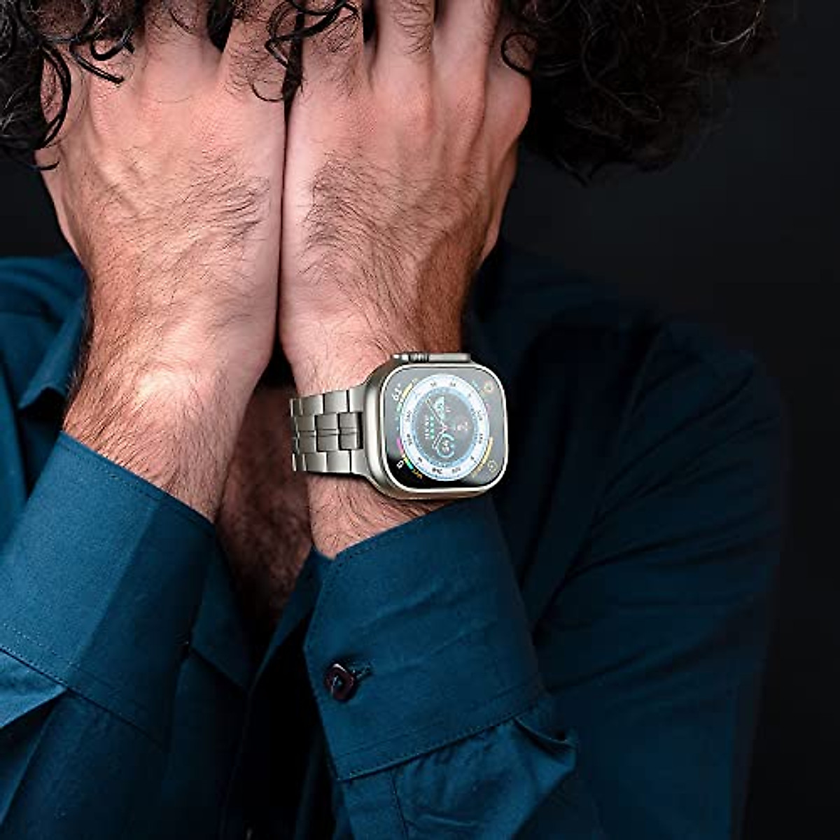 baozai Titanium Band Compatible with Apple Watch Band 49mm 45mm 44mm 42mm, Titanium Sports Band for Apple Watch Ultra Series 8/7/6/5/4/3/2/1/SE Men