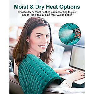 Heating Pad for Back Pain Relief with 6 Heat Settings, 4 Auto-Off, Gifts for Women Mom Men Dad, Electric Heating Pads for Cramps/Abdomen/Waist/Shoulder, Moist Dry Heat Options, 12" x 24"