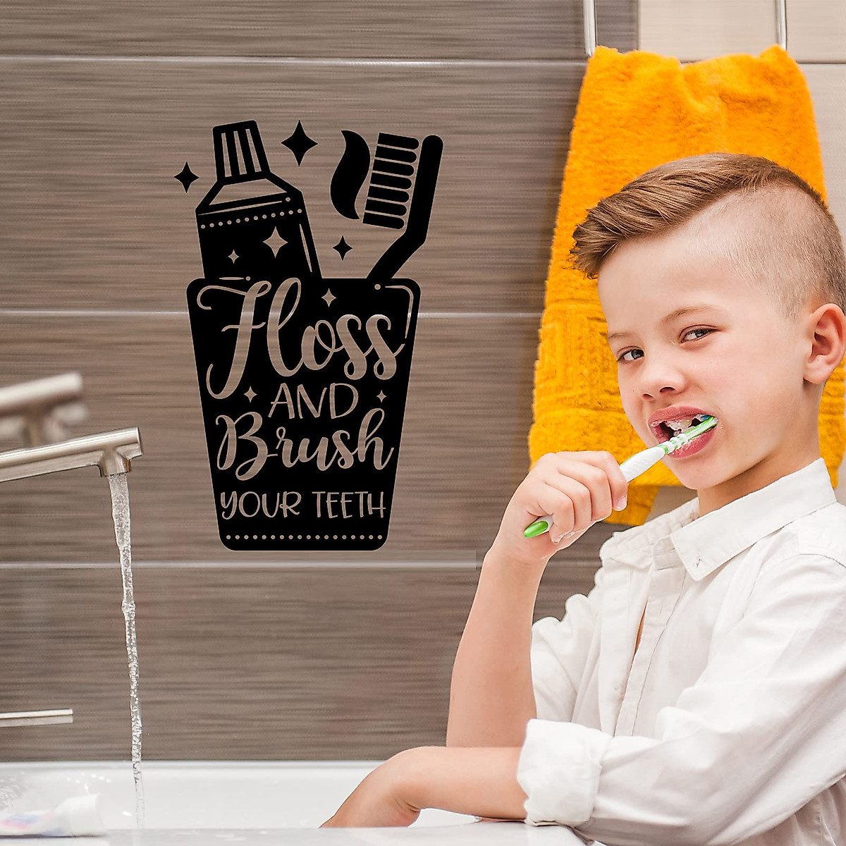 6 Pieces Bathroom Wall Decals Sticker Bathroom Funny Sayings Quotes Wall Decor Vinyl Rules Sign Wall Art Decals for Toilet Bathroom Laundry Room Shower Room Decoration