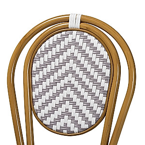 Baxton Studio Alaire Classic French Indoor and Outdoor Grey and White Bamboo Style Stackable 2-Piece Bistro Dining Chair Set