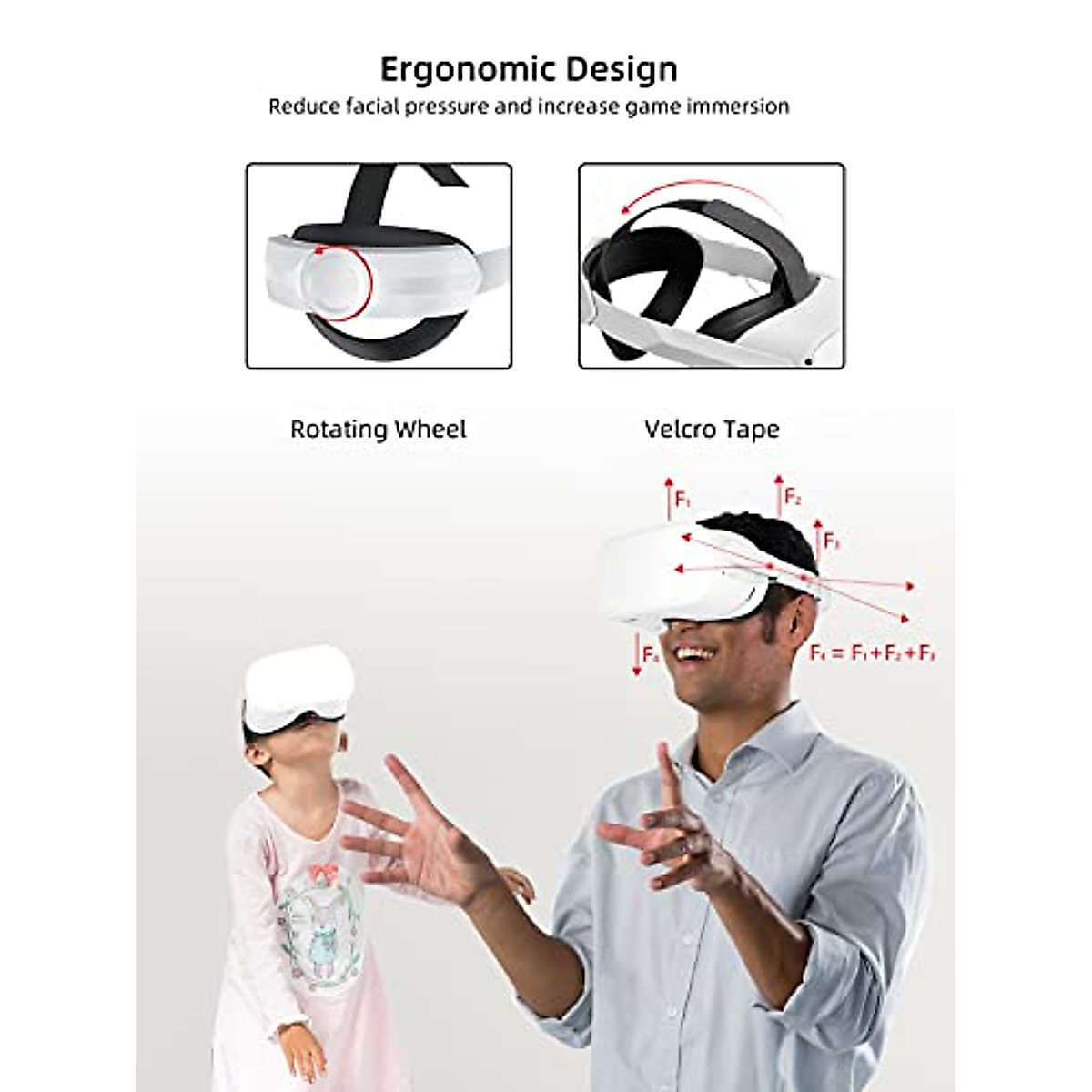 SINBEAUTIES Elite Strap Built-in 6000mAh Battery Pack Compatible for Oculus/Meta Quest 2, Fast Charging Power Supply can Balance Facial Pressure, Prolong Game Time and Improve Comfort (White)