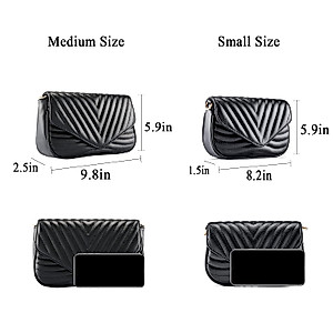 CHIC DIARY Crossbody Bag for Women Multipurpose Clutch Purse Shoulder Handbag with Coin Purse and Chain (Medium, Black)